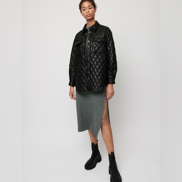 Maje | Jackets & Coats | 575 Maje Quilted Faux Leather Jacket Black ...